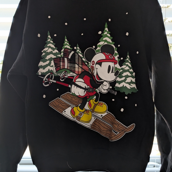 Disney | Tops | Disney Black Mickey Mouse Ski Adventure Sweater | Poshmark